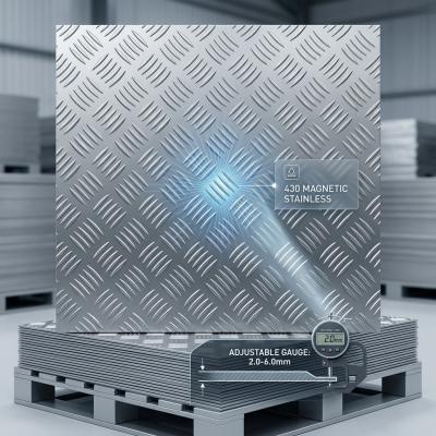 China 430 Stainless Steel Checker Plate 5 Bar Pattern Magnetic Industrial 2.0mm-6.0mm for sale