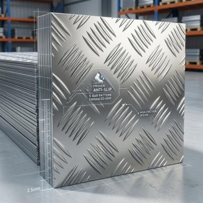 China 304 Stainless Steel Checker Plate 5 Bar Pattern Raised Anti Slip 2.5mm-8.0mm for sale
