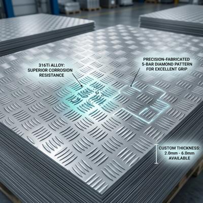 China 316Ti Stainless Steel Checker Plate Diamond Pattern Corrosion Resistant 2.0mm-6.0mm for sale