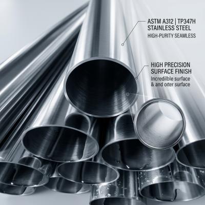 China ASTM A312 TP347H Niobium Stabilized Stainless Steel Seamless Pipe SCH80 for High Temperature Power Plant Applications for sale
