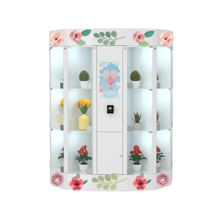 China Round Flower Dispenser Fridge Vending Machine With Smart Cooling Locker 120V for sale