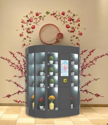 China Round Flower Dispenser Fridge Vending Machine With Smart Cooling Locker 120V for sale