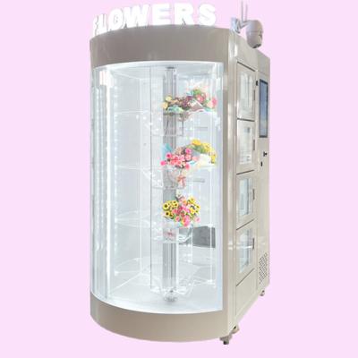China Fresh Flower Dispenser with 24 Slots Refrigerated and Self Service Flower Vending Machine for sale