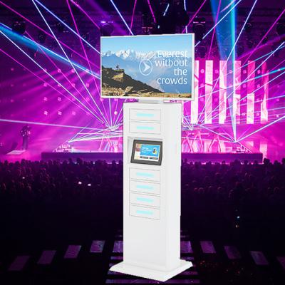 China Quick Charge Support Self Service Kiosk Cell Phone Charging Stations With 43 Big Screen For Advertising for sale