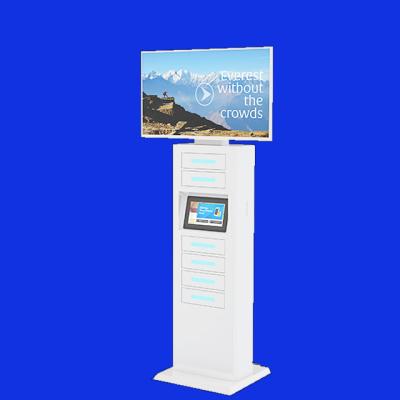 China 24 Hours Self Service Media Player Laptop Charging Kiosks With Remote Advertisement And Wifi for sale
