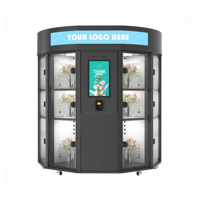China Cooling 34 Lockers Big Size Flower Vending Machine Bill Coin And Card Reader 21.5 Inches Screen for sale