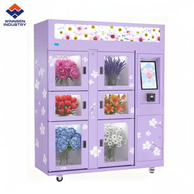 China Automatic Fresh Flower Vending Machine with 12mm Insulation Material R134a Refrigerant and Multi-lingual Software UI for sale