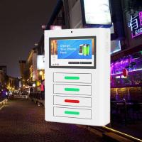 China Advertising LCD Screen Cell Phone Charging Stations , White Cell Phone Charging Kiosk for sale