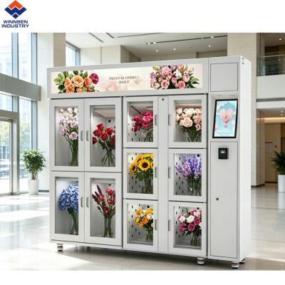 China Intelligent 10 Doors Flower Vending Locker with 19 inch LCD and Cooling System for Outdoor Use for sale