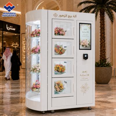 China Winnsen Outdoor Flower Vending Machine Touch Screen Self-Service Fresh Bouquet Dispenser for KSA UAE for sale