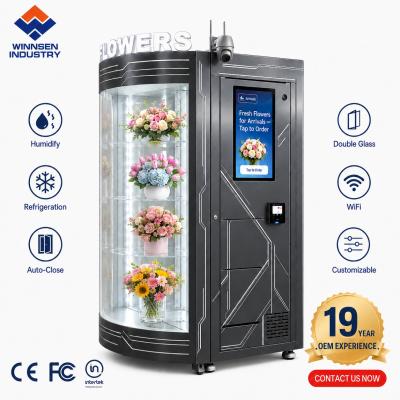 China Winnsen 24/7 Self-Service Refrigerated Fresh Flower Vending Kiosk with 22 Inch Touchscreen Bouquet Dispenser for sale