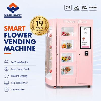China 22 Inch Touchscreen Flower Vending Machine with Contactless Payment and Refrigeration Humidifier System for sale