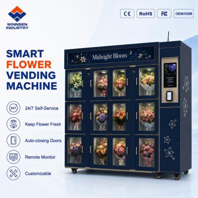 China Refrigerated Touch Screen 24H Fresh Flower Vending Machine for Bouquets for sale