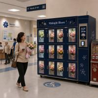 China Refrigerated Touch Screen 24H Fresh Flower Vending Machine for Bouquets for sale