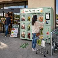 China Refrigerated Fresh Flower Vending Machine with 15.6-inch Touchscreen and Remote Monitoring for Supermarkets for sale