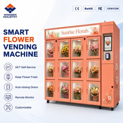 China 24H Refrigerated Fresh Flower Vending Machine with Double Glass Door and 15.6-inch Touch Screen for sale