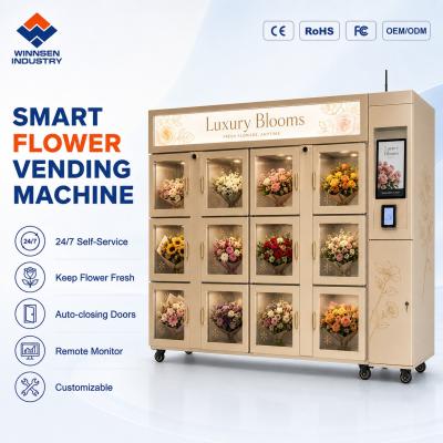China Winnsen 24H Flower Vending Machine with Cooling Humidify System and Double Glass Door for Hotel Lobby for sale