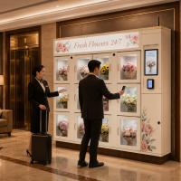 China Winnsen 24H Flower Vending Machine with Cooling Humidify System and Double Glass Door for Hotel Lobby for sale