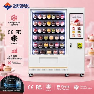 China Winnsen Cake Vending Machine Cold Rolled Steel Cabinet Cashless Card QR Code Payment for sale