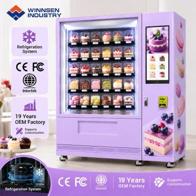 China Winnsen Chilled Cupcake Vending Machine Glass Front LED Display Keeps Cream Cakes Fresh for sale