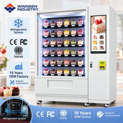 China Winnsen Smart Elevator Cake Vending Machine No Drop Delivery Refrigerated Glass Display Cabinet for sale