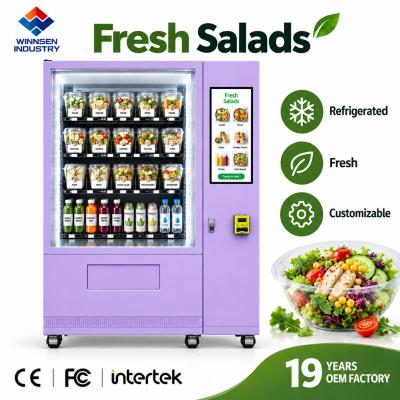 China Winnsen Automatic Salad Vending Machine with Transparent Glass Display LED Shelves for sale