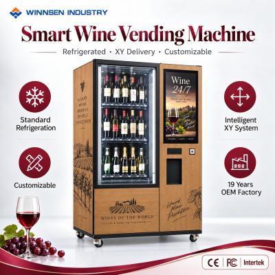 China Winnsen Self Service Wine Vending Machine for Airports Hotels Shopping Malls Chilled Retail for sale