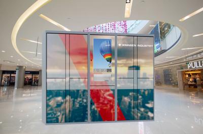 China 24 Hours Automatic Storage Different Size Luggage Lockers Rental Stainless Steel Material with 19 Inch Touch Screen for sale