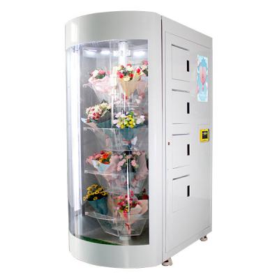China Touch Advertising Screen 19in Flower Vending Machine With Transparent Shelf for sale