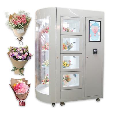 China 24 Bouquets Fresh Flowers Vending Machine Automated With LED Lighting Display for sale