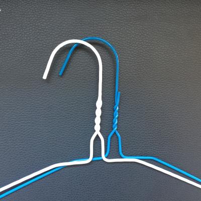 China 21g Per Pcs 2.3mm White Blue Dry Cleaner Wire Hangers 500Per Box for sale