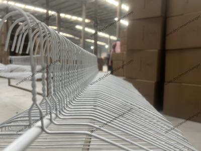 China 1.9mm Thickness Coat Hanger Dry Cleaners Notched Shape White Color for sale