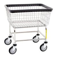 China Chrome Laundry Basket Carts Rolling Laundry Cart With Double Pole Rack for sale
