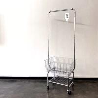 China Chrome Laundry Basket Carts Rolling Laundry Cart With Double Pole Rack for sale