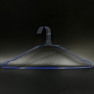 China 1.9mm 14.5guage Laundry Wire Hanger Notched Shape In Blue for sale