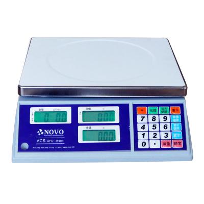 China NOVO digital pricing scale ACS APD LCD display 30kg stainless steel pan for sale