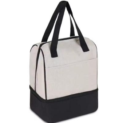 China Waterproof Reusable Double Zippers Office School Outdoor Women Men Lunch Bag Insulated Cooler Totes Bag for sale