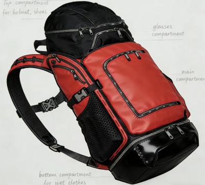 China Mesh Back Panel Outdoor Sports Bag with Water-resistant Polyester and Reflective Strips for Gym and Travel for sale