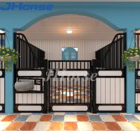 China High Density Horse Stable Horse Stall Fronts Door Black Powder Coated for sale