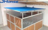 China Wood Free Standing Units Horse Stalls Fronts With Roof And Swing Out Feeder for sale