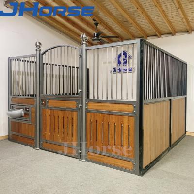 China Europe Style Hot Dip Galvanized Metal Frame Horse Stall Fronts With Swivel Feeder for sale