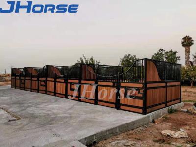 China Standard 14Feet Black Powder Coated  Horse Stall Panels Fronts Filling Bamboo for sale
