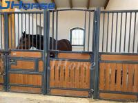 China Hardwood Bamboo Metal Horse Stall Panels 14ft With Galvanized Swinging Door for sale