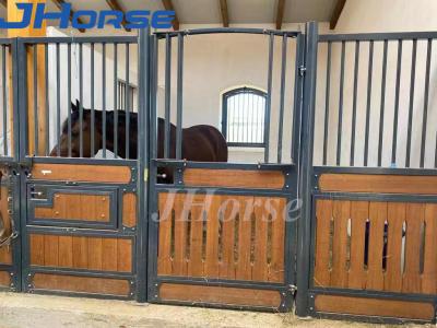 China Hardwood Bamboo Metal Horse Stall Panels 14ft With Galvanized Swinging Door for sale