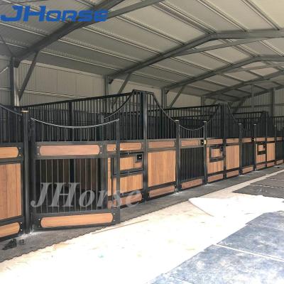 China Bamboo Wood Infill Steel Horse Stables With Swing Door Corrosion Resistant for sale