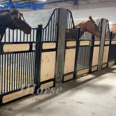 China Safe Steel Structure Prefabricated Horse Stable 10ft 12ft 14ft Black Powder Coated for sale