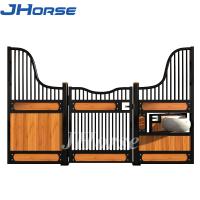 China Standard Horse Stall Fronts 12 Ft Solid Horse Stables Panels With Sliding Door for sale