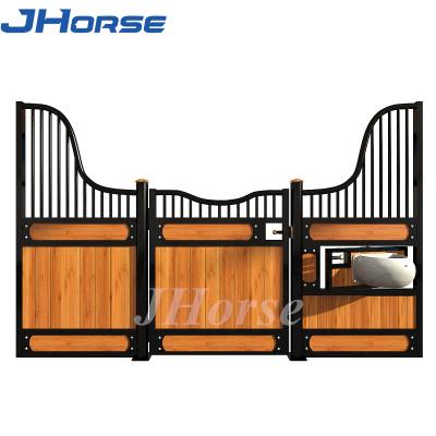 China Standard Horse Stall Fronts 12 Ft Solid Horse Stables Panels With Sliding Door for sale