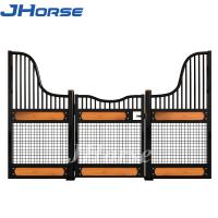 China Standard Horse Stall Fronts 12 Ft Solid Horse Stables Panels With Sliding Door for sale