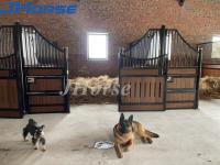 China Black Powder Coated 6ft Horse Stall Panels Front With Barn Door / Window for sale
